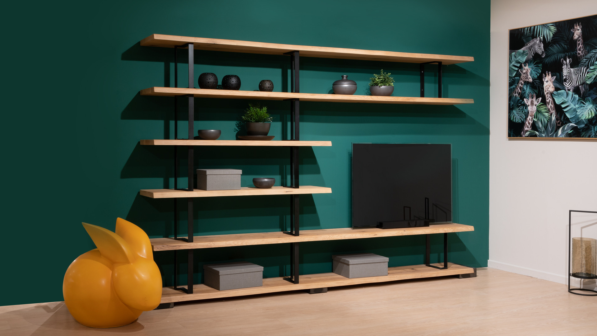 Meubles TV NATURA | Composition avec étagères en bois massif | Mobilier ...