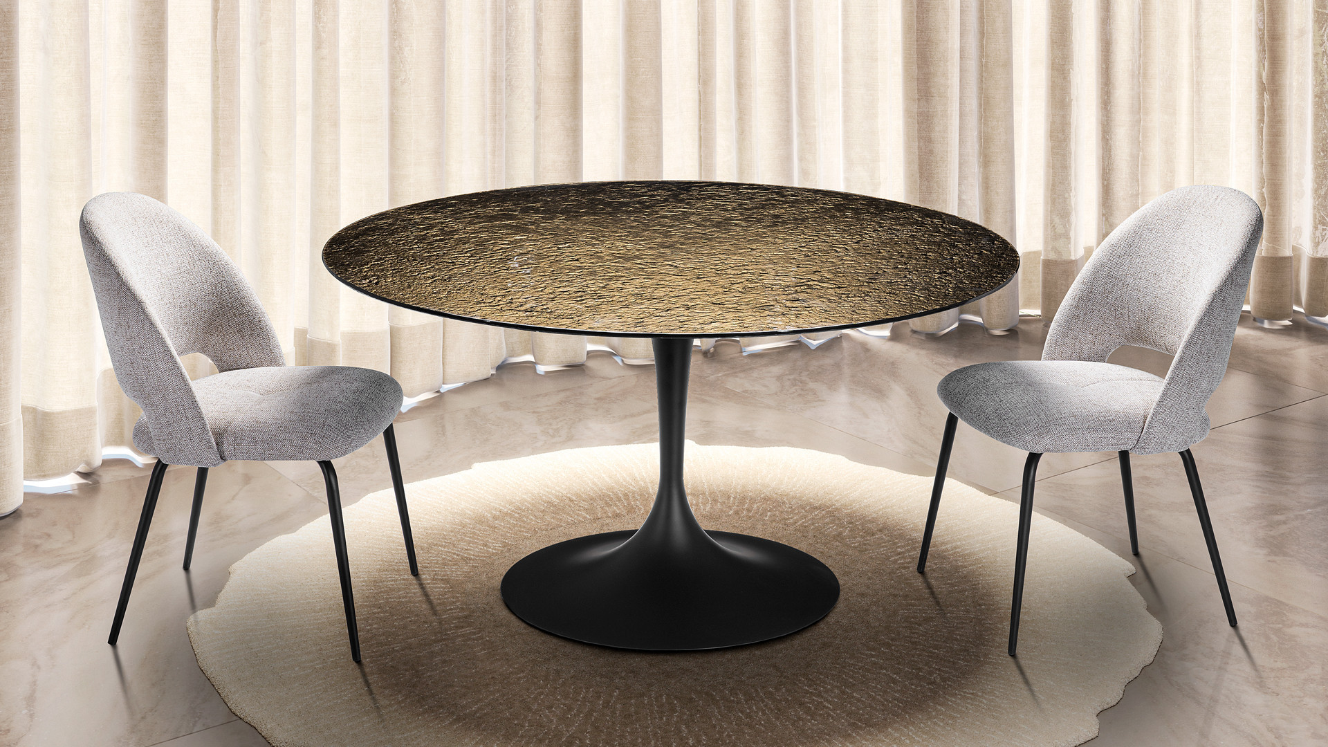 Table de repas ronde en verre RETRO | Beauté singulière