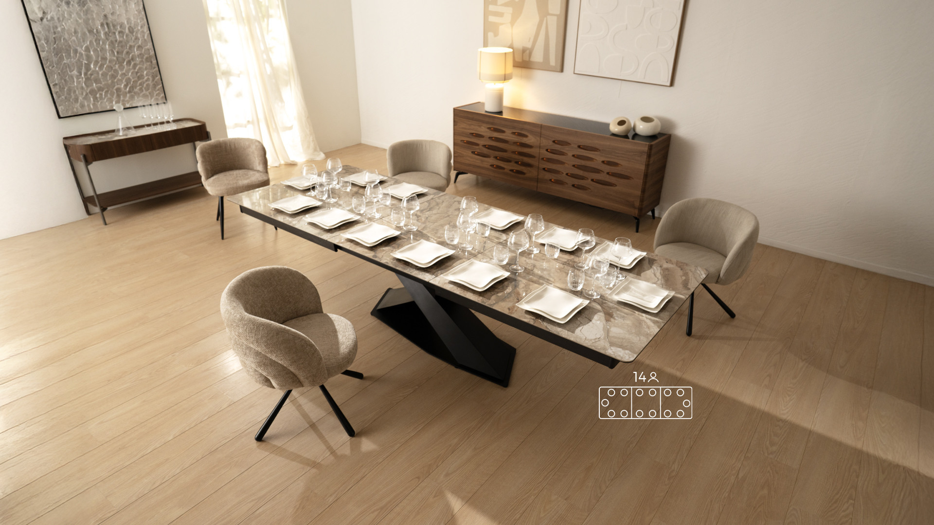 Extendable ceramic dining table ECLIPSE | Table XL