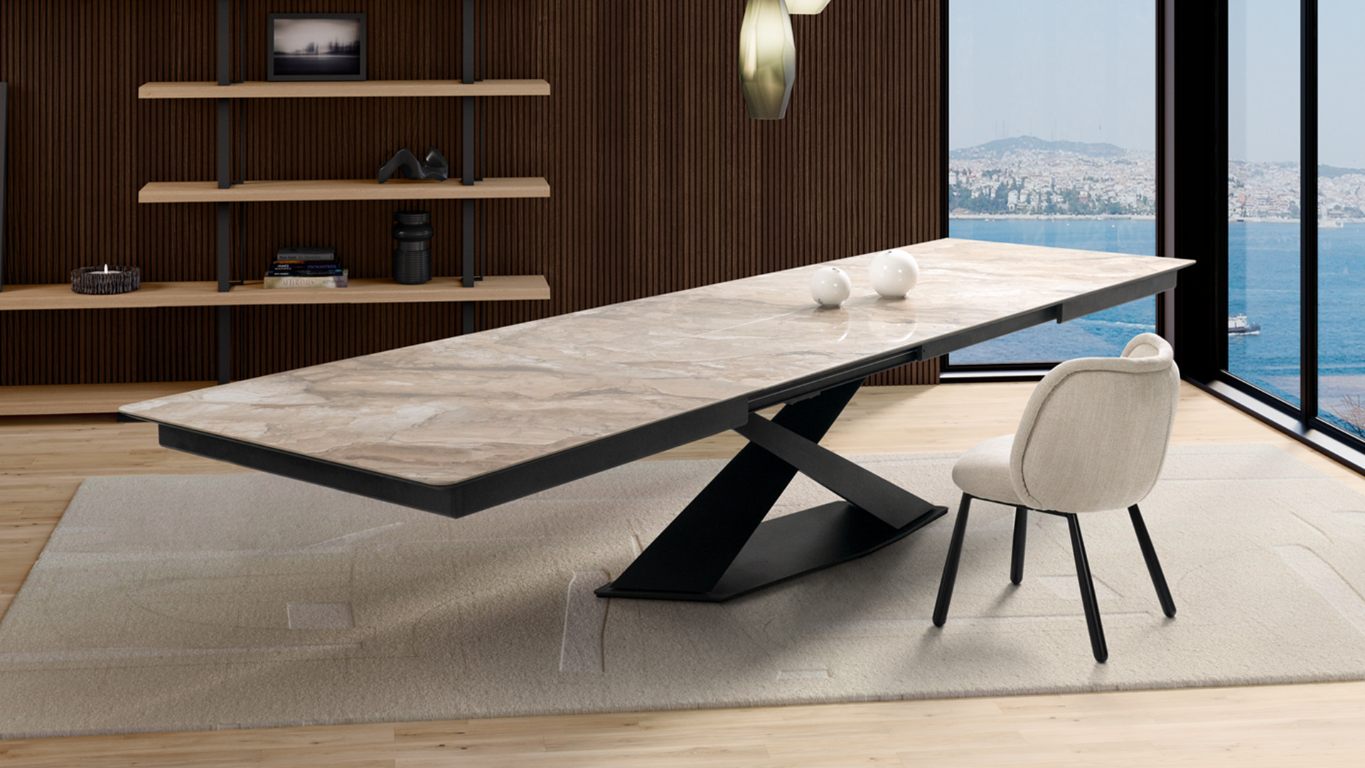Extendable ceramic dining table ECLIPSE | Table XL