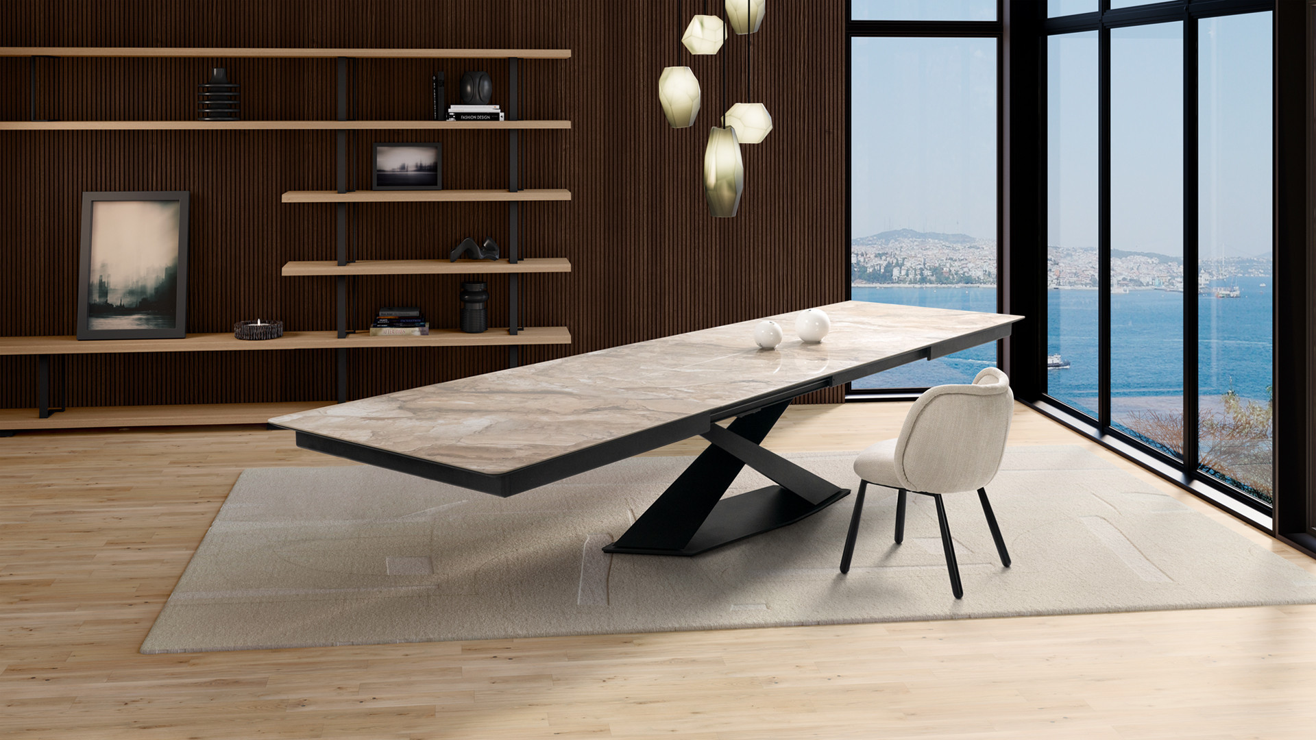 Extendable ceramic dining table ECLIPSE | Table XL